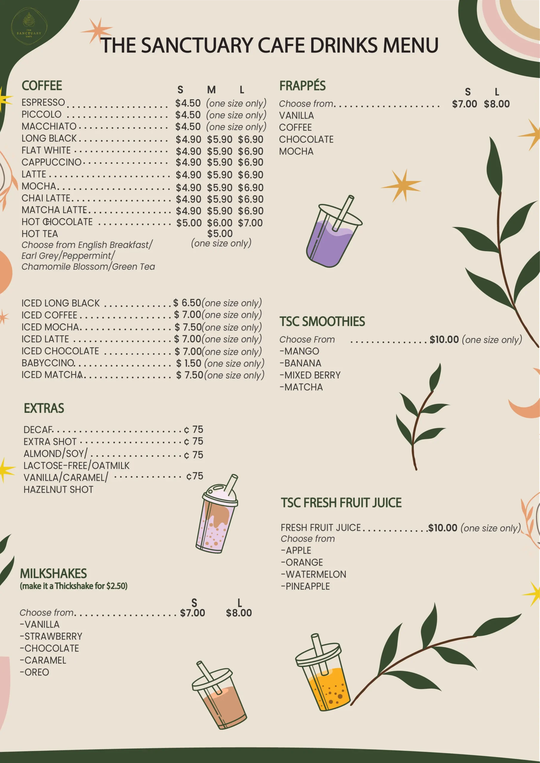 Menu - The Sanctuary Cafe